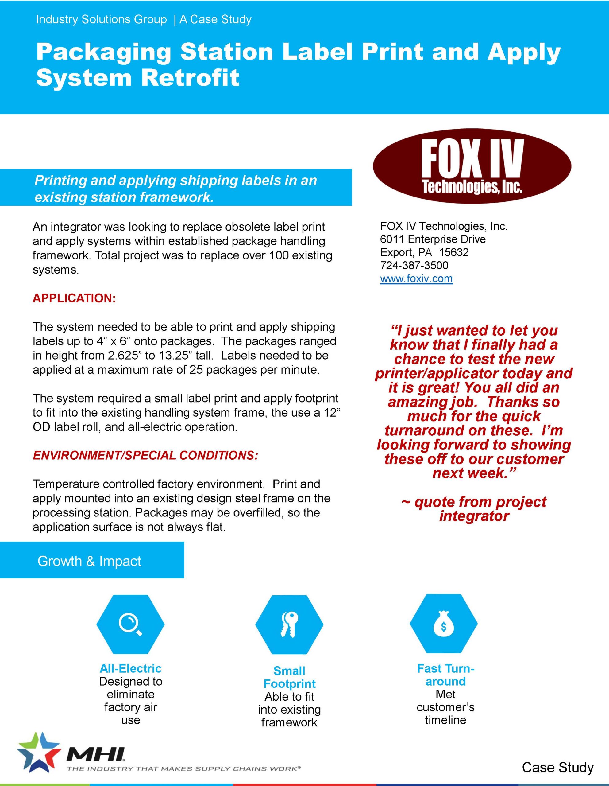 Packaging Station Label Print and Apply System Retrofit – MHIview
